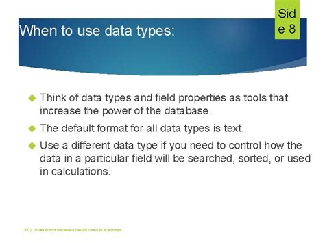 Data Types And Field Properties UNDERSTAND DATABASE TABLES