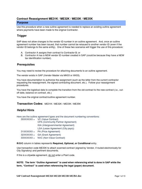 Sap Contract Reassignment Me31k Me32k Me33k Me35k Pdf Business Sap Contract Reassignment Me31k Me32k Me33k Me35k Pdf Business