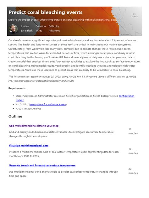 Predict Coral Bleaching Events Documentation Pdf Arc Gis Geographic Information System