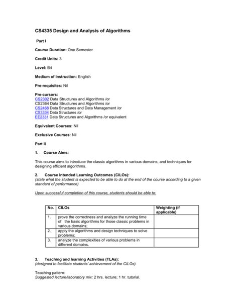CS Design And Analysis Of Algorithms Course Aims