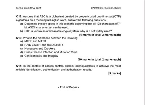 Solved Q12 Assume That Abc Is A Ciphertext Created By