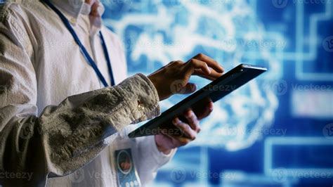qualified admin works with artificial intelligence computerized model