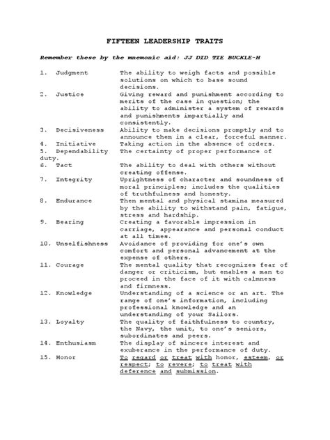Leadership Traits For Success Jj Did Tie Buckle H Pdf