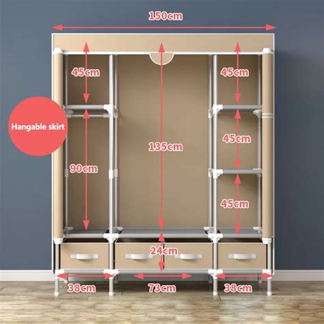 150 X 45 X 170cm Simple Wardrobe Assembly Non Woven Fabric Clothes