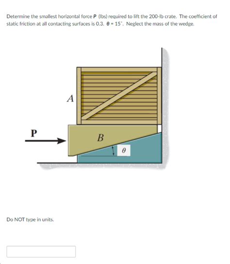 Solved Determine The Smallest Horizontal Force P Lbs Chegg