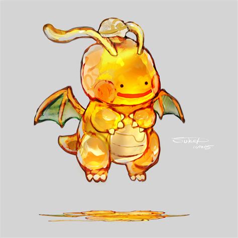 Sukepmonster Ditto Dragonite Transformed Ditto Nintendo Pokemon Absurdres Highres 1other