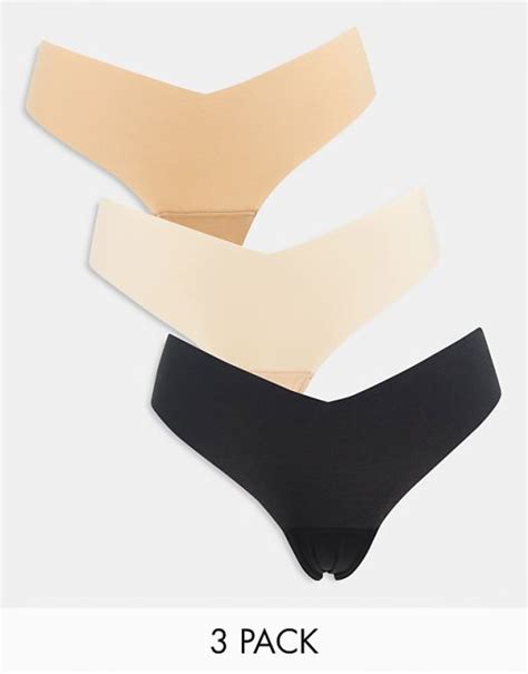 Gilly Hicks No Vpl 3 Pack Thongs In Multi Asos