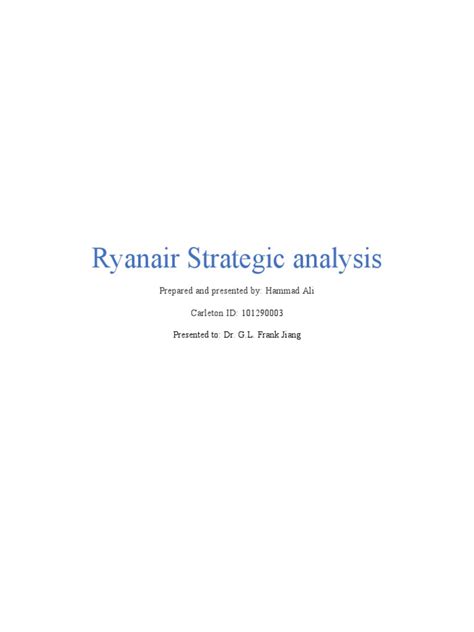 Ryanair Strategic Analysis Download Free Pdf Low Cost Carrier