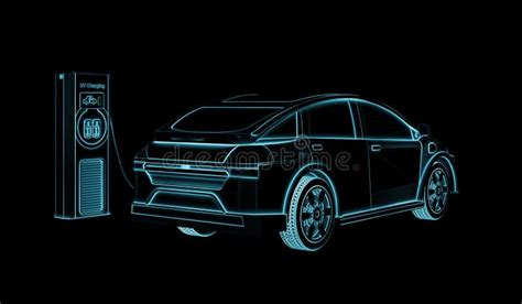 Scan Ev Car Or Electric Vehicle Charge Battery Plug In With Recharging Station Stock