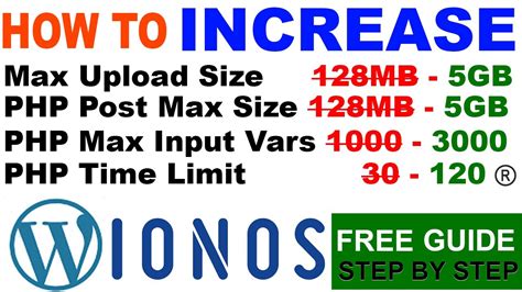 ionos wordpress how to increase php post max size max input vars php