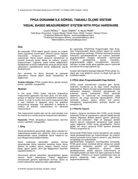Pdf Visual Based Measurement System With Fpga Hardware