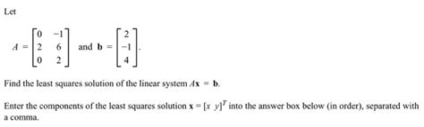 Solved Let Find The Least Squares Solution Of The Linear Chegg