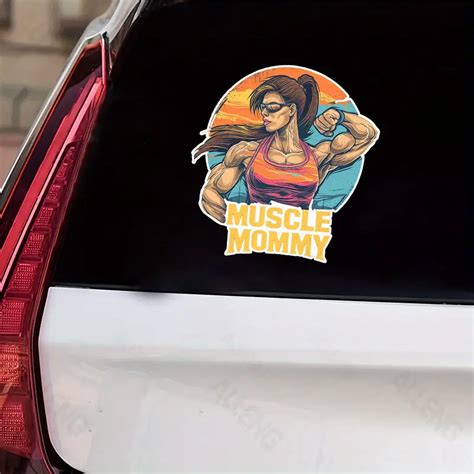 大型7 5英寸肌肉妈妈乙烯基贴纸 自粘贴纸，适用于汽车 笔记本电脑 窗户 保险杠，防水且一次性，耐用，适合玻璃和金属表面 Temu