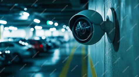 Advanced Hightech Ip Security Camera System Installed In The Parking Area For Safety Premium