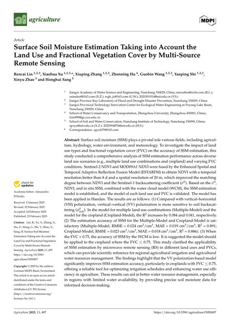 PDF Surface Soil Moisture Estimation Taking Into Account The Land Use And Fractional