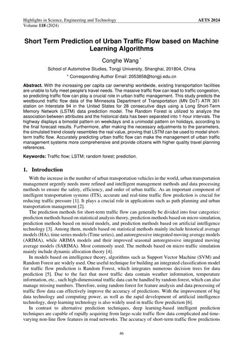 Pdf Short Term Prediction Of Urban Traffic Flow Based On Machine Learning Algorithms