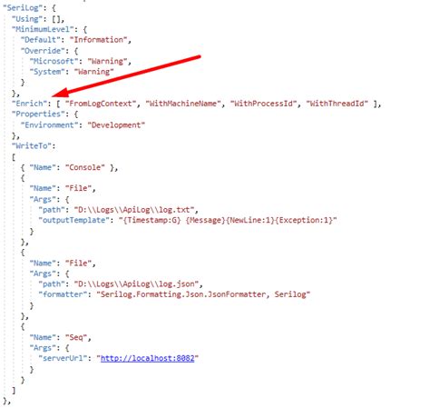 c how to add request body in serilog s output core stack