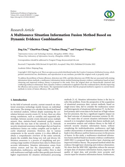Pdf A Multisource Situation Information Fusion Method Based On Dynamic Evidence Combination