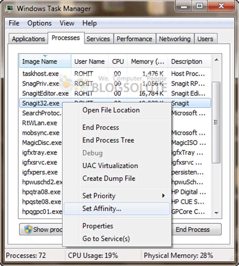 Choose CPU Core To Be Used By Program By Processor Affinity On Windows