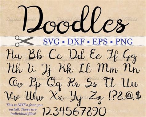 doodles cursive monogram svg dxf eps png cursive font svg