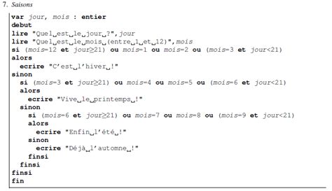 12 exercices corrigés sur les structures algorithmiques complex