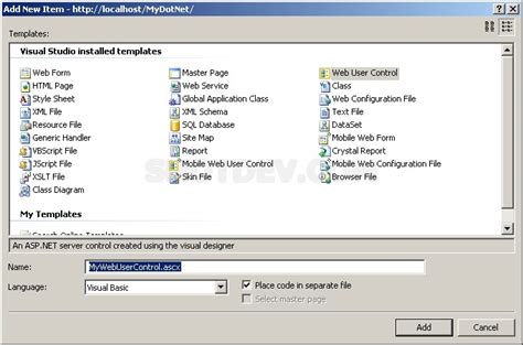 ASP NET Visual Studio 2005 2008 Create New File ShotDev