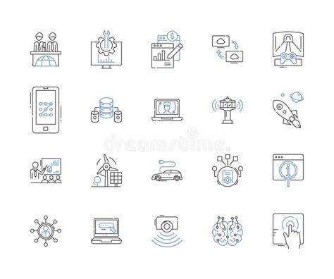 Smart Office Technology Outline Icons Collection Smart Office