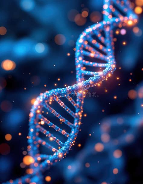 3d Dna 3d Dna Helix With Glowing Particles On Blue Backgroundhelix With