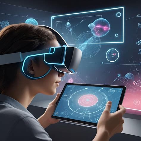 Augmented Reality Headset Mockup Interactive Virtual Objects In Realworld Environment Premium