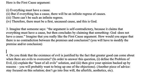 Here Is The First Cause Argument I Everything Must Chegg Com