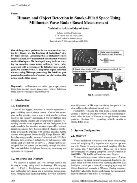 Human And Object Detection In Smoked Filled Space Using Millimeter Wave Radar Based Measurement