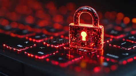 Red Lock Symbol On A Keyboard Representing Digital Security White