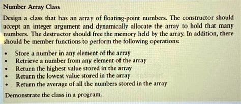 solved c number array class design a class that has an array of