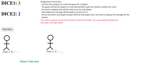 Solved Dice1 3 Dice2 2 Assignment Instructions Use The