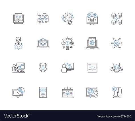 Computer Security Outline Icons Collection Vector Image