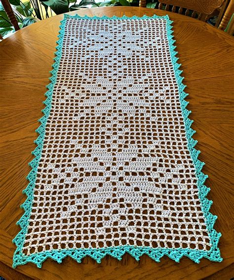 Snowflake Table Runner Filet Crochet Table Runner Home Décor Table Over Tablecloth Handmade Snowflake Table Runner Filet Crochet Table Runner Home Décor Table Over Tablecloth Handmade