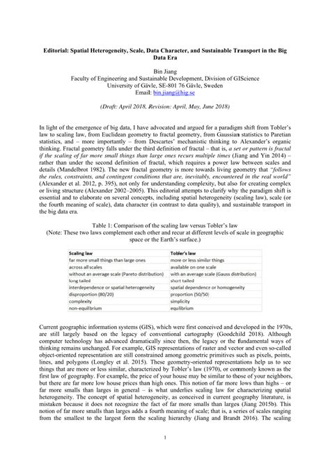 Pdf Editorial Spatial Heterogeneity Scale Data Character And Sustainable Transport In The