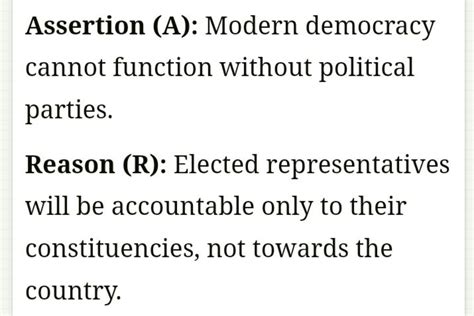 Assertion A Modern Democracy Cannot Function Without Political Parties