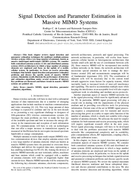 Pdf Detection And Estimation Algorithms In Massive Mimo Systems