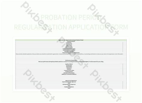 Probation Period Confirmation Form Submission Guidelines Excel Template Free Download Pikbest
