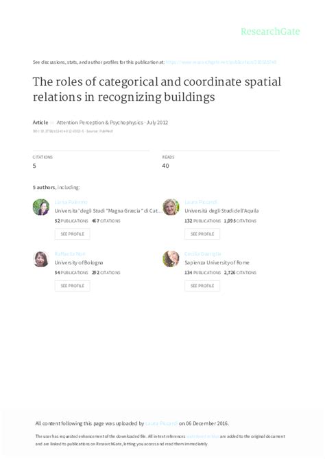 Pdf The Roles Of Categorical And Coordinate Spatial Relations In Recognizing Buildings