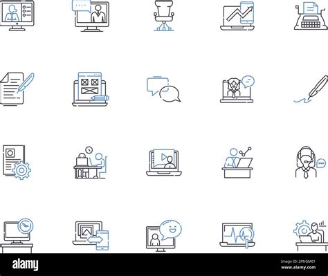 At Home Employment Line Icons Collection Remote Work From Home
