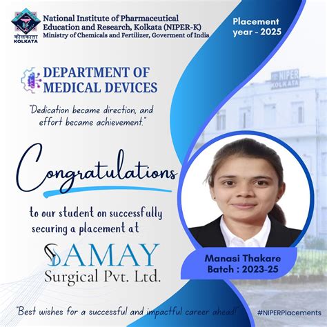 Niper Niperkolkata Medicaldevices Placementupdate Medtechcareers Medicaldevicesindia