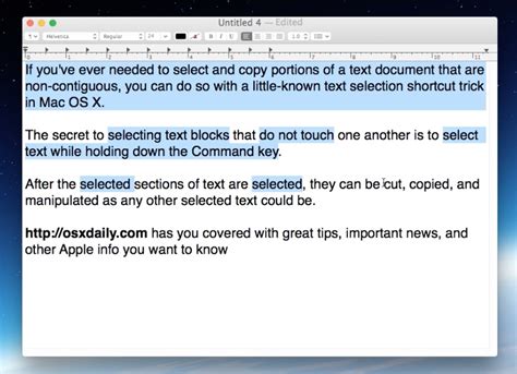 Select Sections Of Non Contiguous Text In Mac Os X With The Command Key