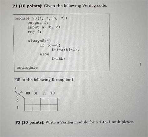 P1 10 Points Given The Following Verilog Code