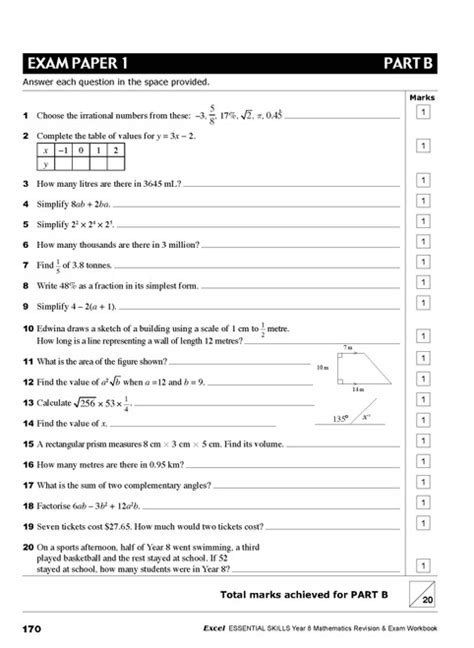 Excel Essential Skills Maths Revision And Exam Workbook 1 Year 8