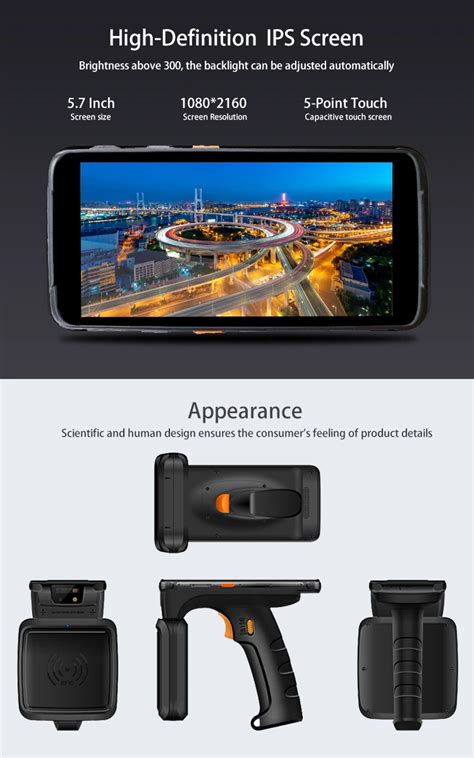 Handheld Portable RFID Readers Scanner OEM Rugged Android 4G