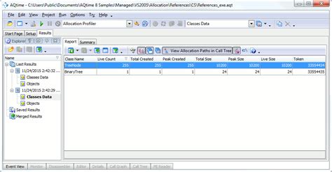 Allocation Profiler Tutorial 4 Analyzing Results Of The References Sample Aqtime Documentation