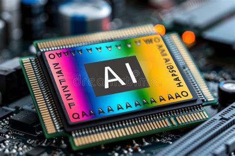 Ai Processor With Vibrant Colors And Neon Light Effects Stock