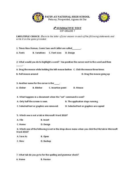 icf 4th summative test pdf microsoft word computer science